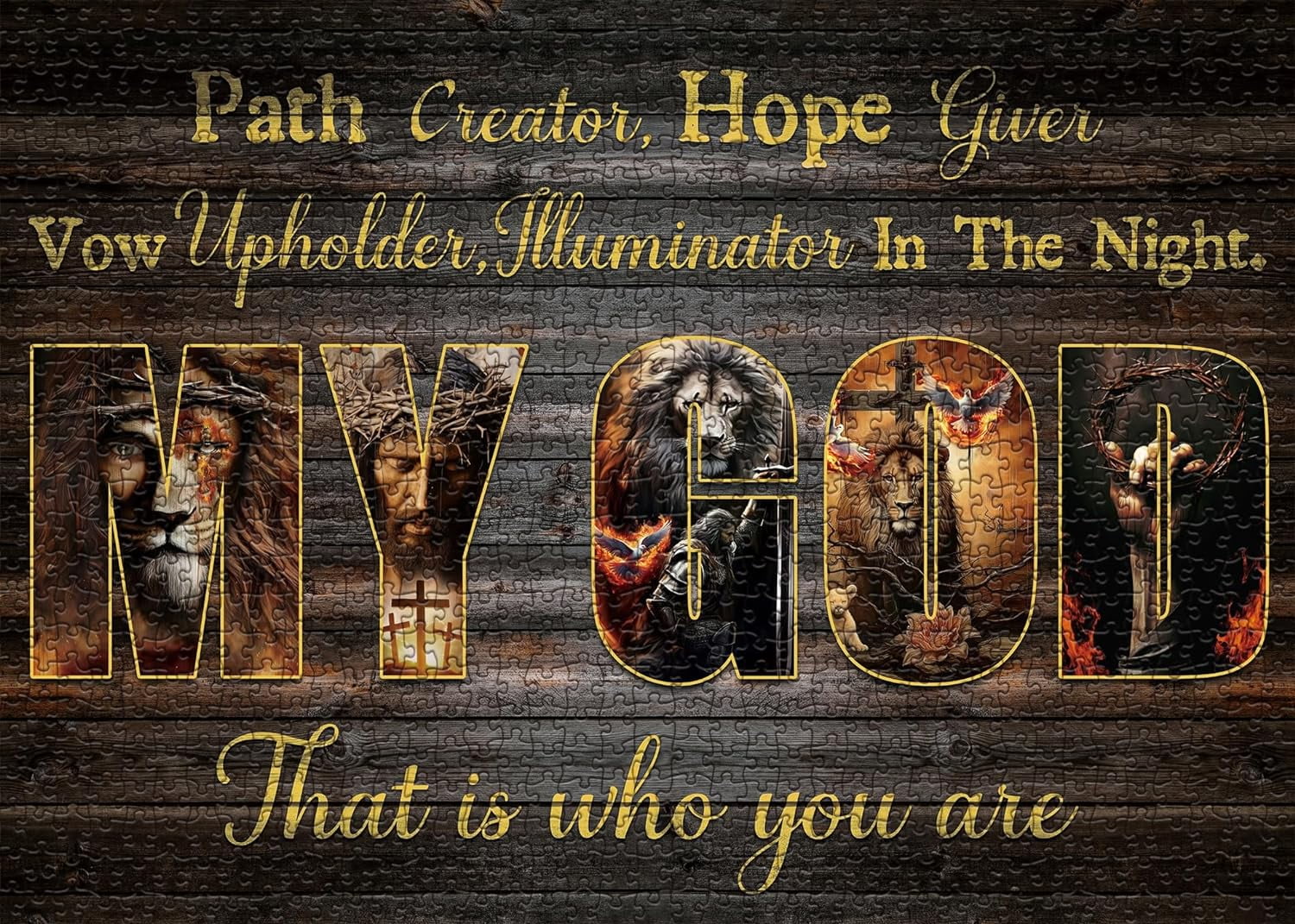 Jigsaw Wooden puzzle 1000 pieces Jesus and Lion Puzzle Bible Puzzles ...