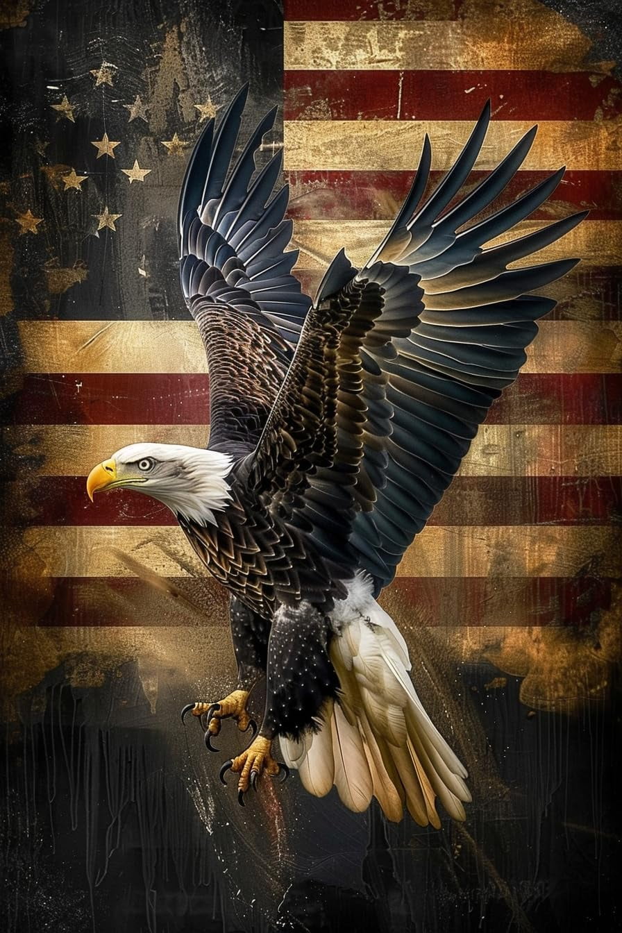 Jigsaw Wooden puzzle 1000 pieces Puzzle for Adults ,Soaring Eagle Flag ...