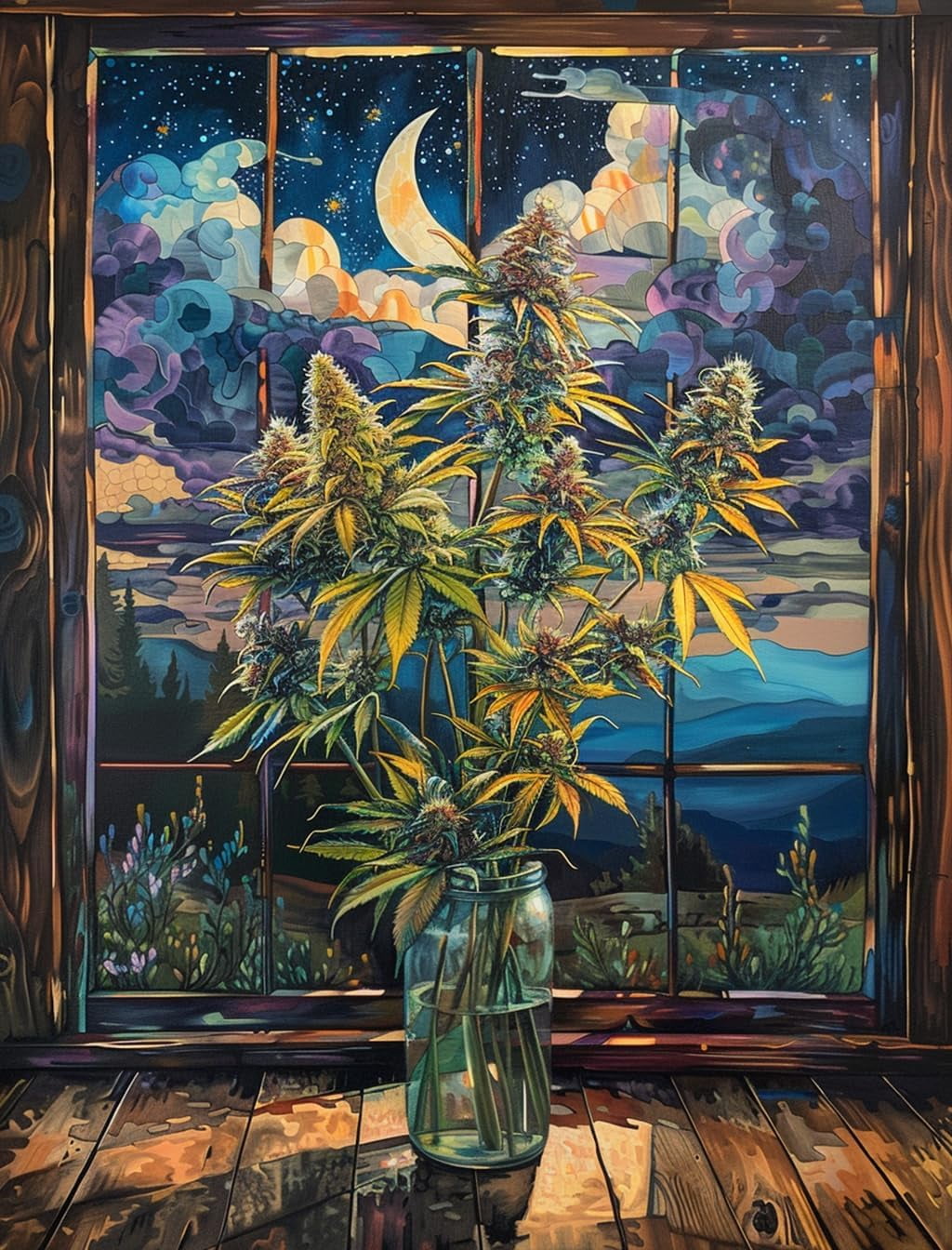 Jigsaw Wooden puzzle 1000 pieces Weeds in Front of The Window Puzzle ...