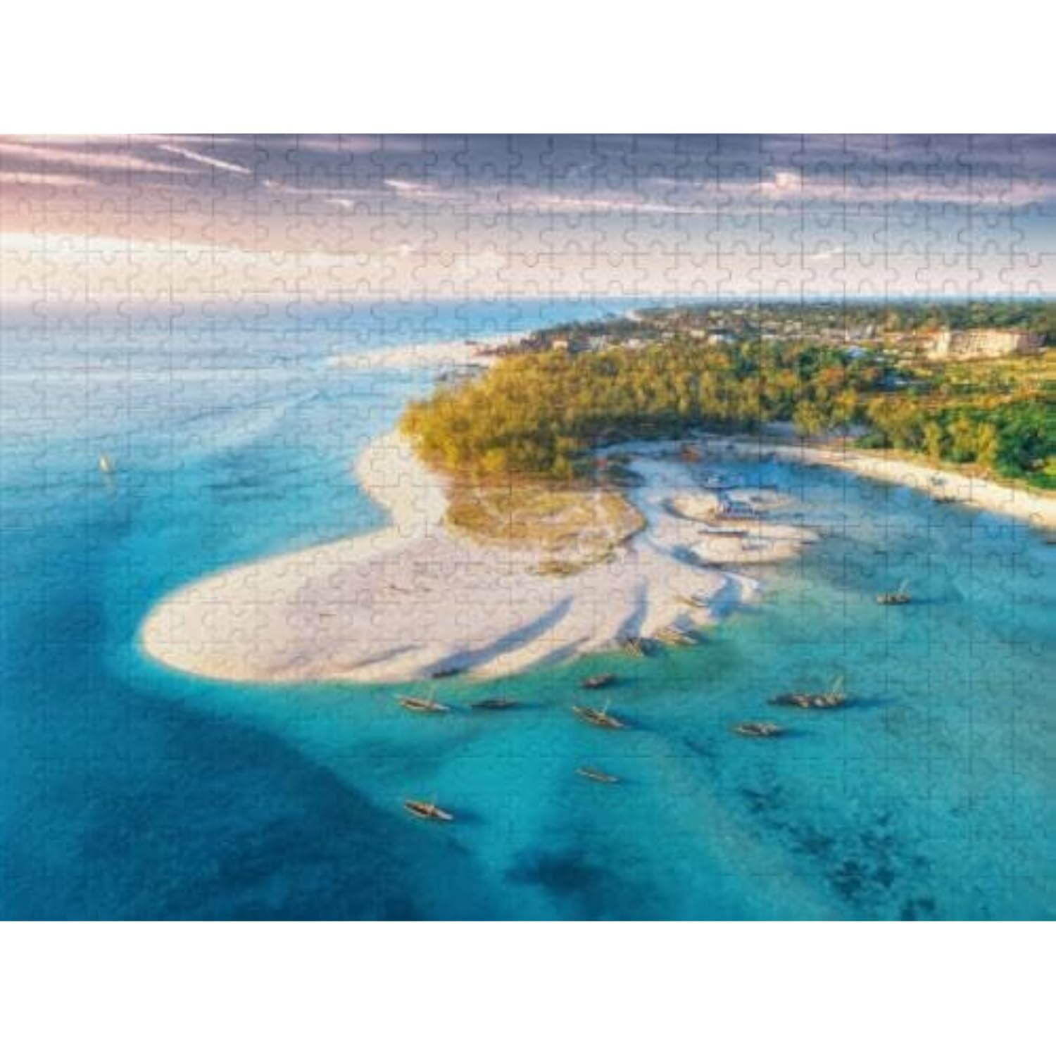 Jigsaw Wooden puzzle 500 pieces Aerial View The Fishing Boats Tropical ...