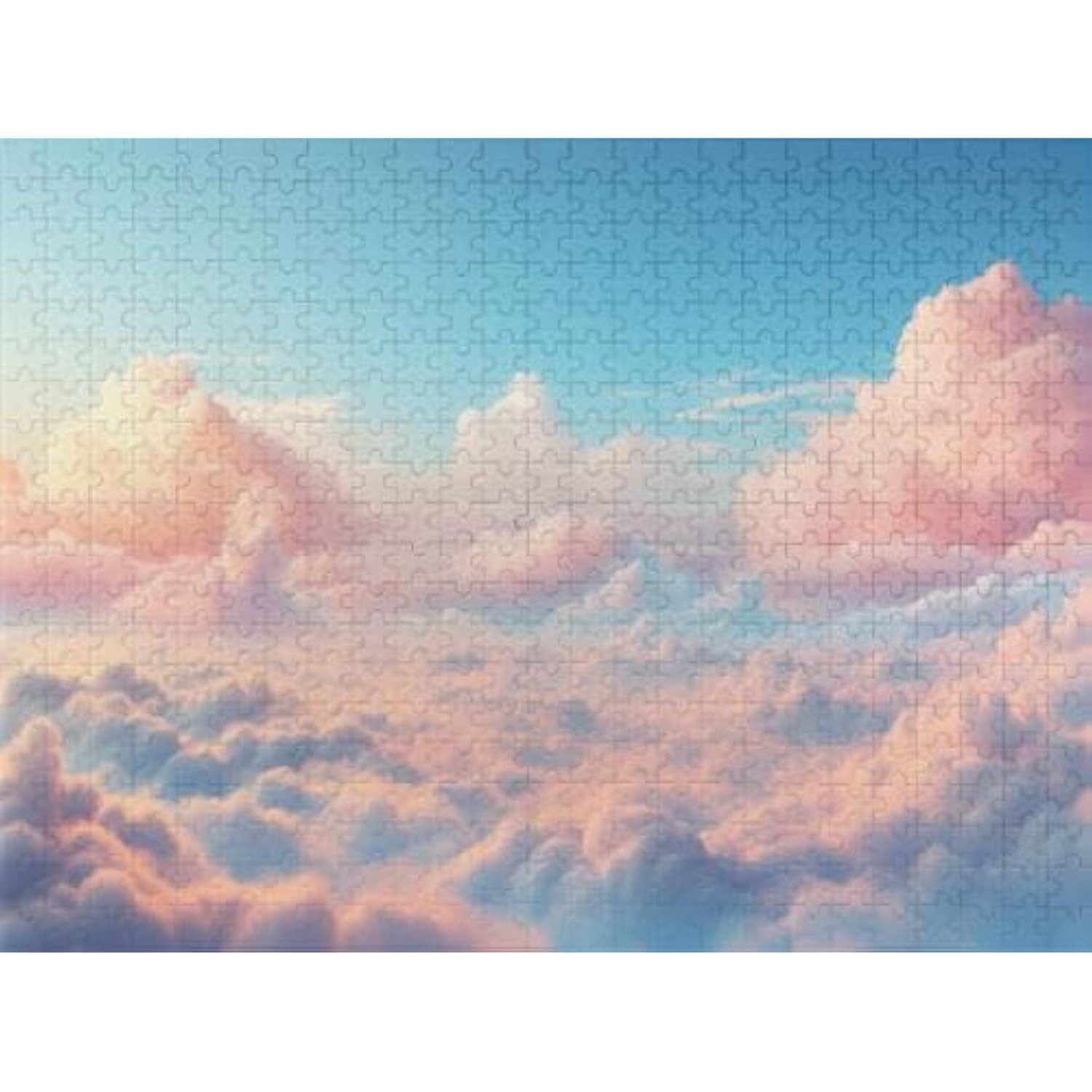 Jigsaw Wooden puzzle 500 pieces Pink Blue Clouds at Sunset Cloudy Air Flying The Sky Landscape ...
