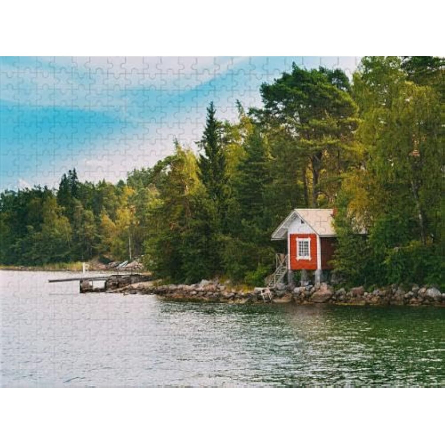 Jigsaw Wooden puzzle 500 pieces Red Small Finnish Wooden Log Cabin ...