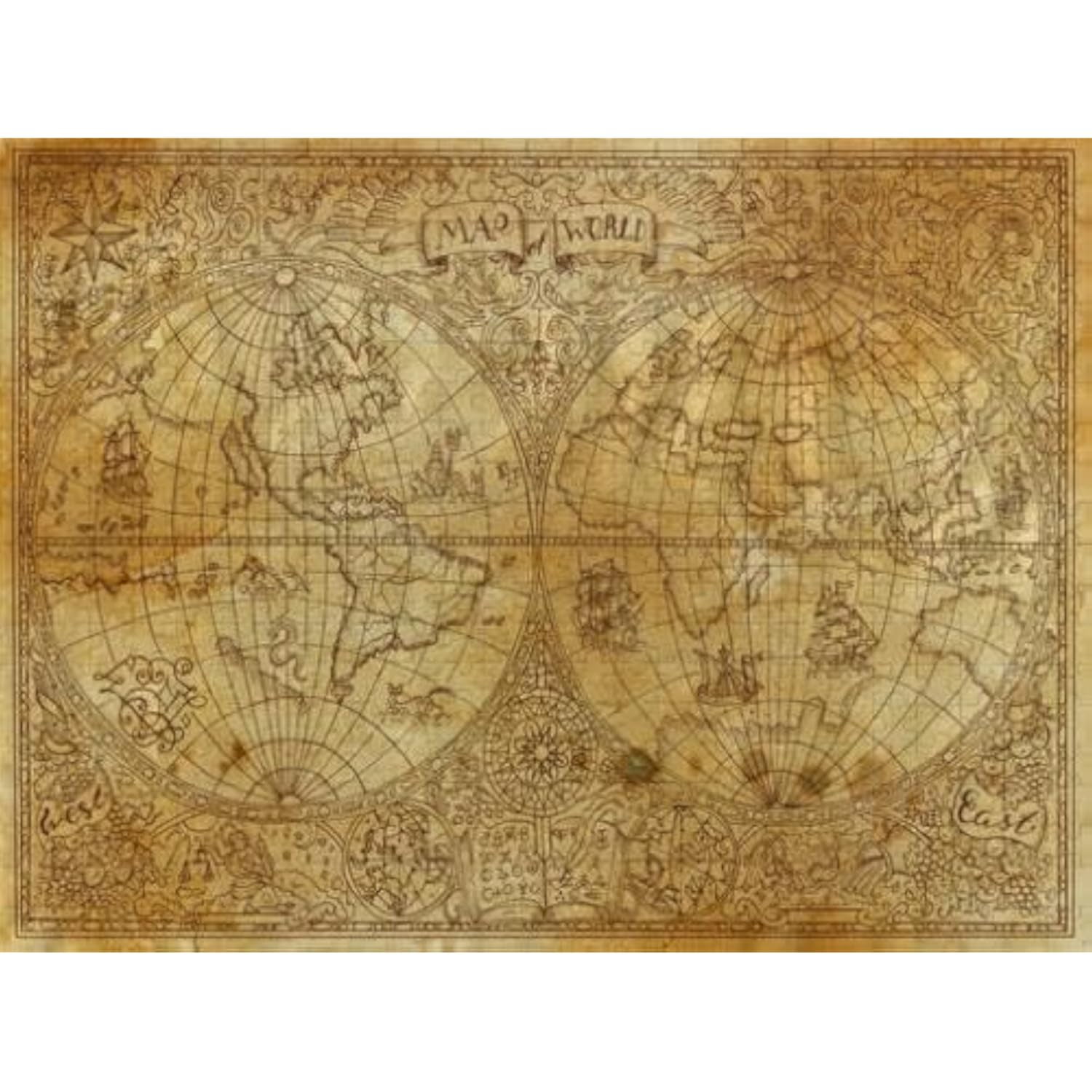 Jigsaw Wooden puzzle 500 pieces Vintage Ancient Atlas map World Old ...