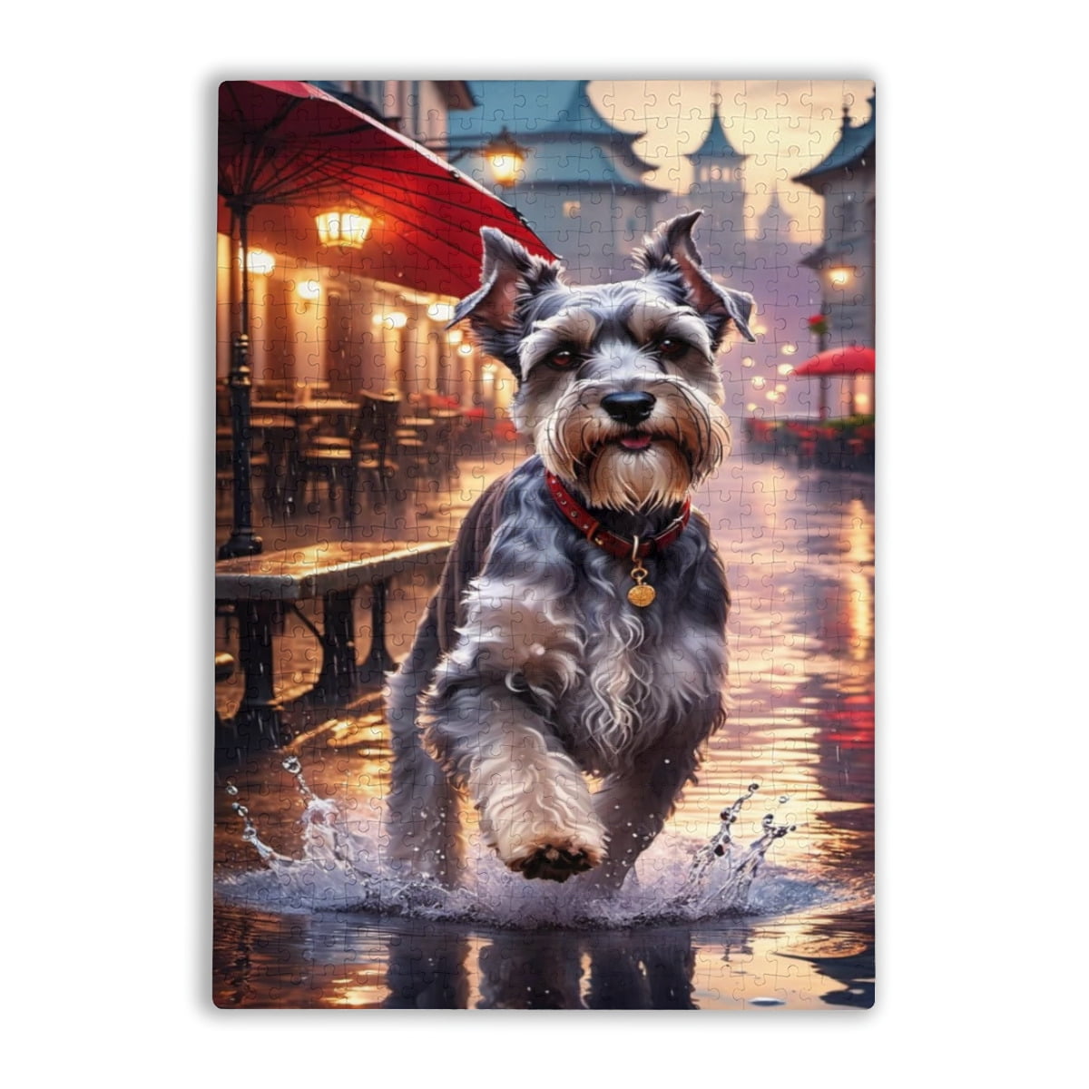 Jigsaw puzzle 1000 pieces Arafi dog running in rain with umbrella ...