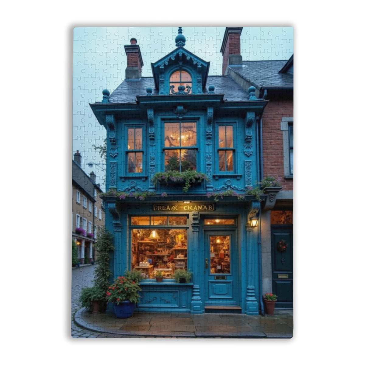 Jigsaw puzzle board A blue gift shop Stress relief gift, intellectual ...
