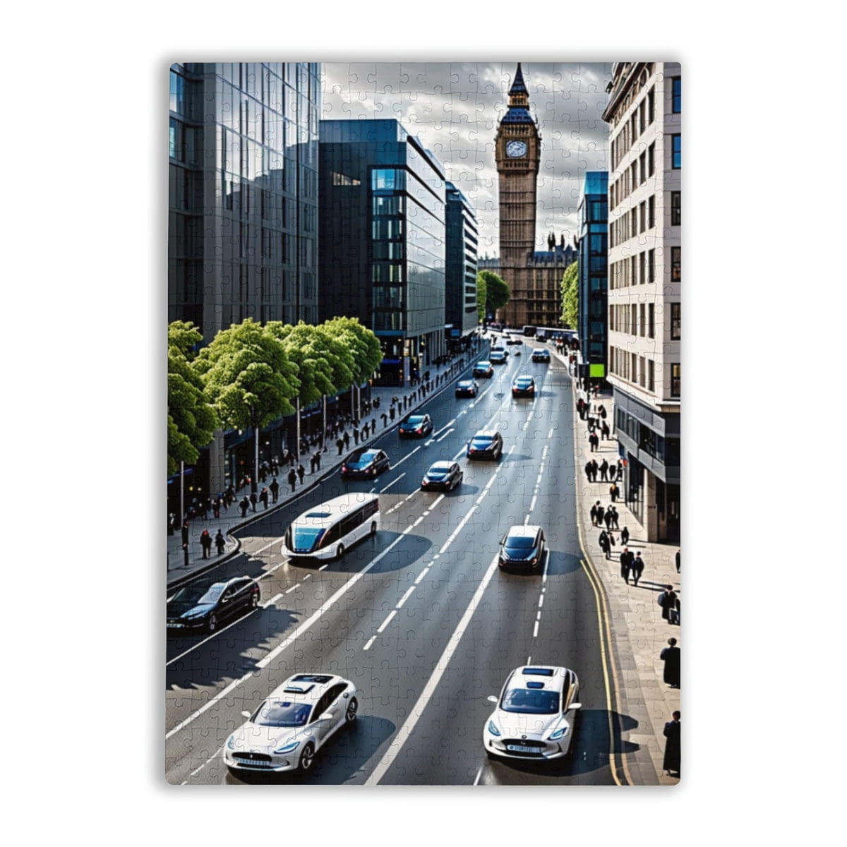 Jigsaw puzzle board A fleet of self-driving cars is driving Stress ...