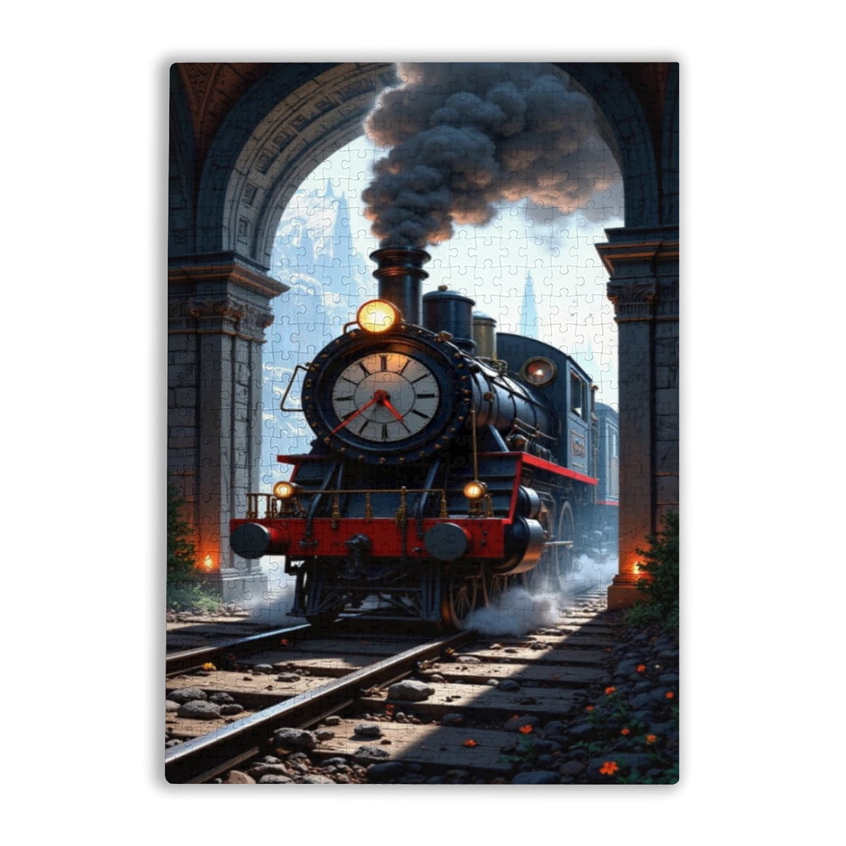 Jigsaw puzzle board Steam train coming out of a portal Stress relief ...
