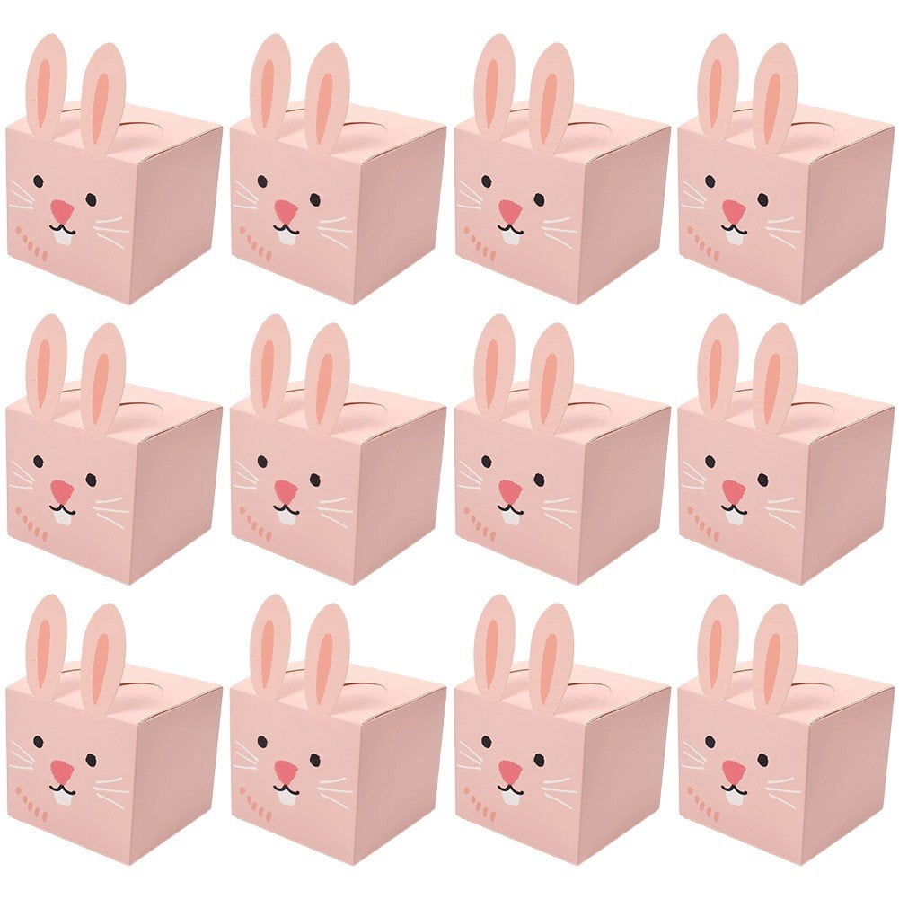Jiibva 12pcs Easter Bunny Paper Bags Rabbit Shape Candy Box Easter ...