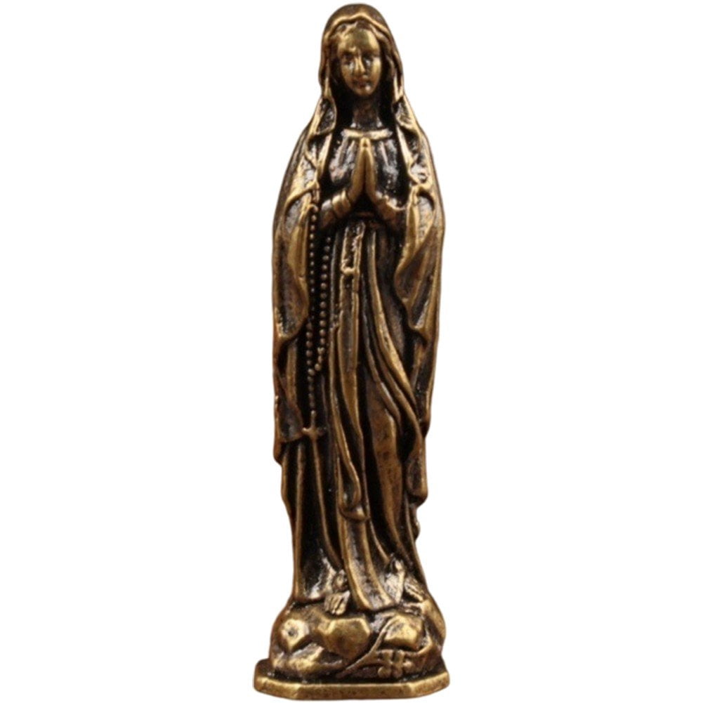 Jiibva 1Pc Brass Ornaments, Mini Virgin Mary Figurine Vintage Brass ...
