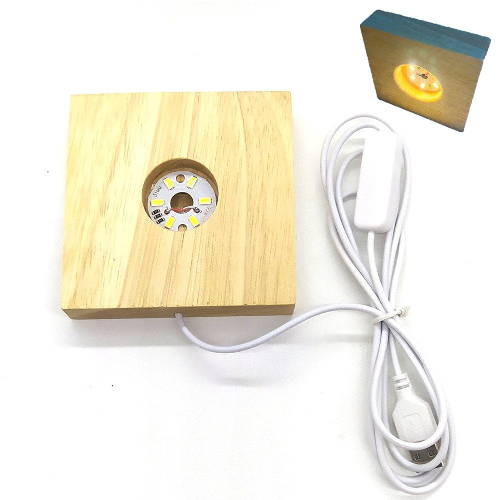 Jiibva 1pc LED Wooden Display Base, LED Lights Display Base for ...