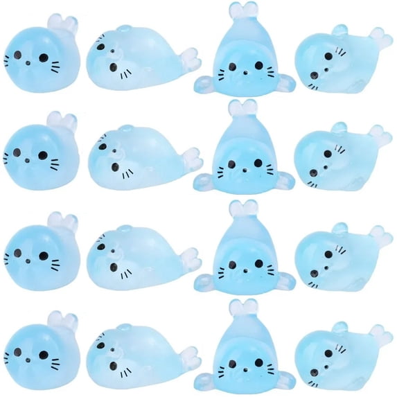Jiibva 40Pcs Mini Resin Animals Figurines, Luminous Seals Ornament ...