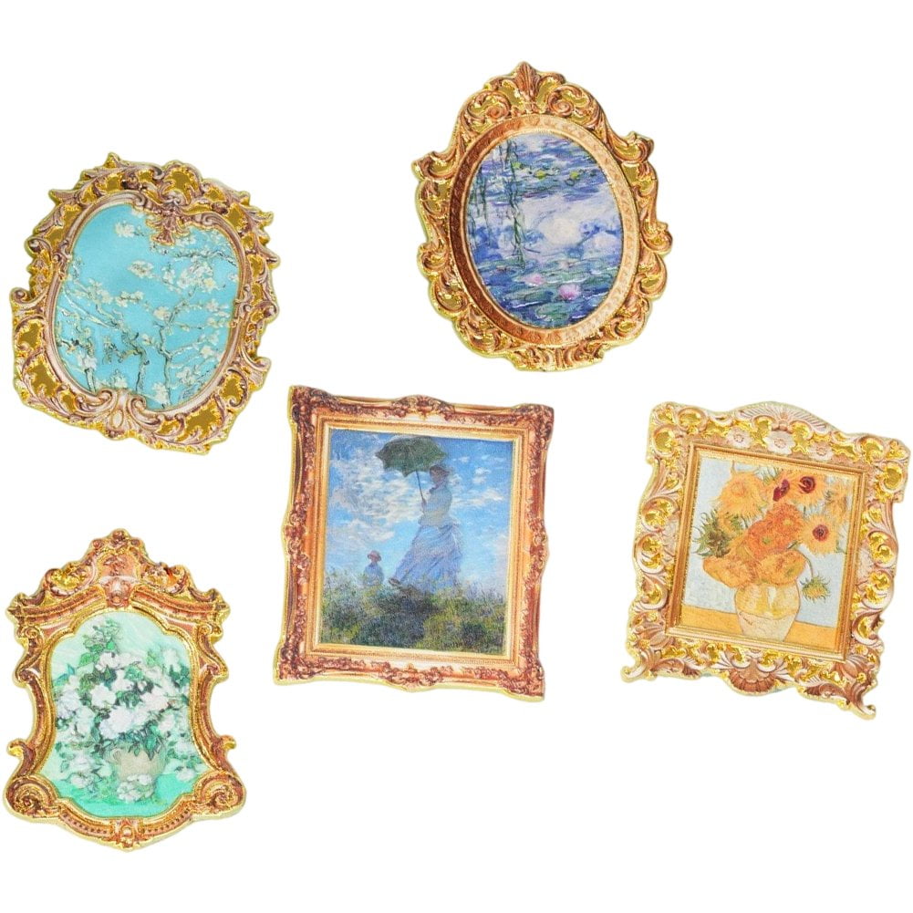 Jiibva 5Pcs Vintage Oil Painting Fridge Magnet Set Light Shadow Gallery ...