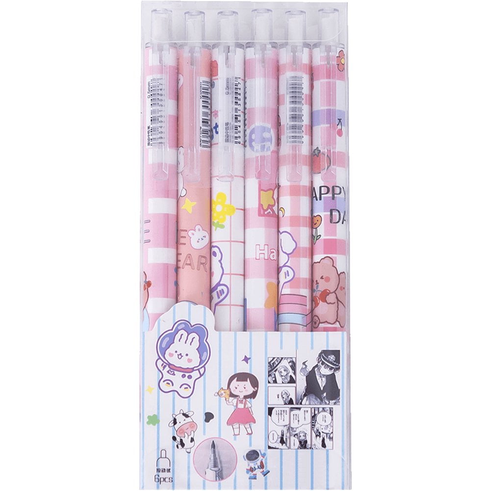 Jiibva 6-Pack Cartoon Design Erasable Gel Pens, 0.5mm Tip for Smooth ...