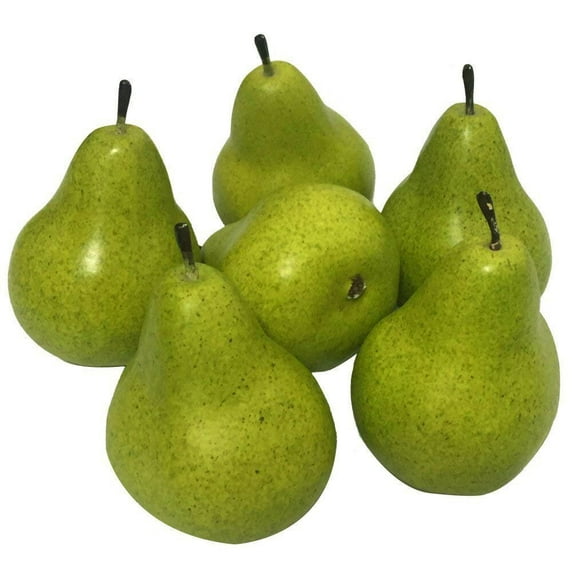Jiibva 6PCS Lifelike Artificial Green Fruit Pear Kitchen Realistic Fake ...
