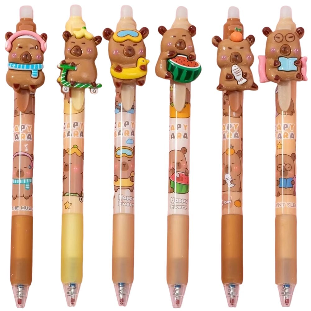 Jiibva 6pcs Capybara Retractable Gel Pens, 0.5mm Erasable Pens Set ...