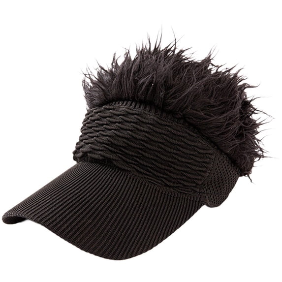 Jiibva Casual Sun Shade Hat Sun Cap with Fake Hair For Men Hip Hop ...