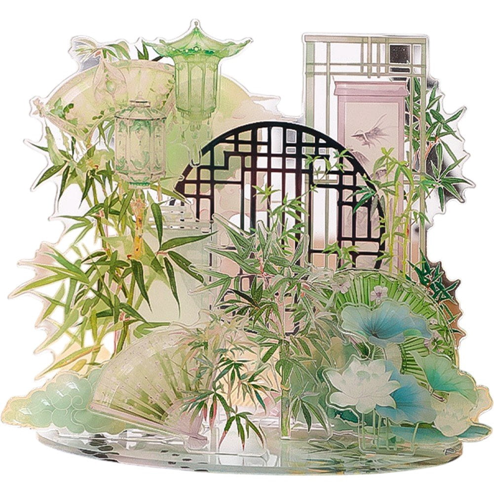 Jiibva Chinese Landscape Desktop Ornament Acrylic Tabletop Centerpiece ...