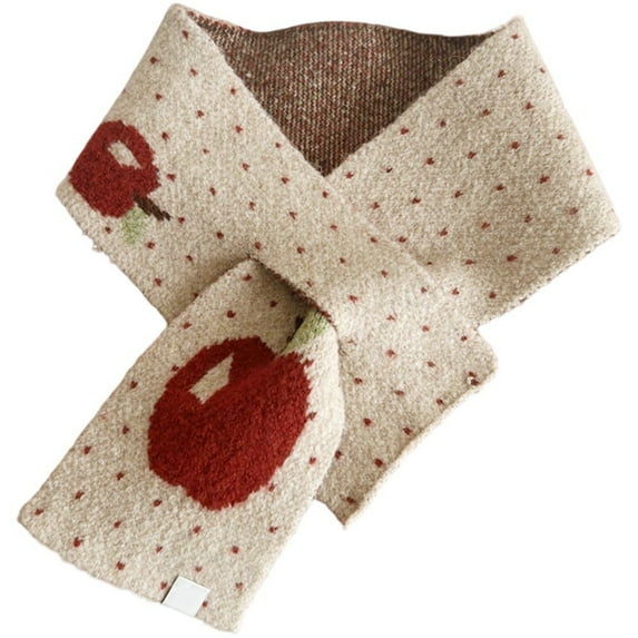 Jiibva Cute Knitted Scarf with Apple Pattern Fashion Winter Scarf Warm ...