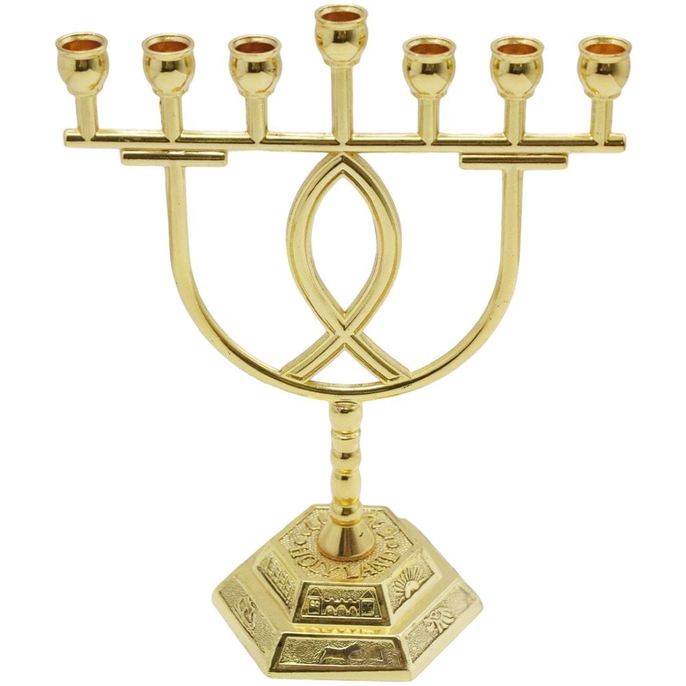 Jiibva Hanukkah Candlestick, Menorah Hanukkah Seven Head Golden Lamp ...