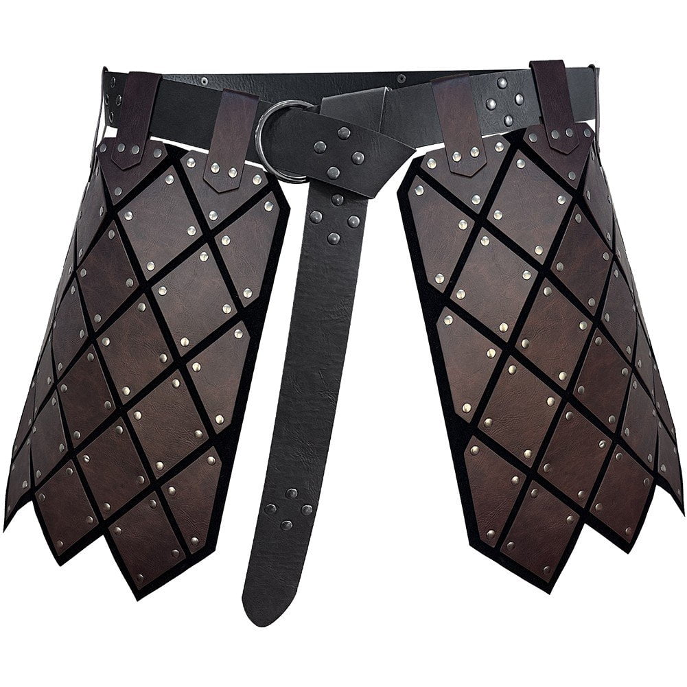 Jiibva Leather Thigh Armor Viking Knights Skirt Adjustable Battle Skirt ...