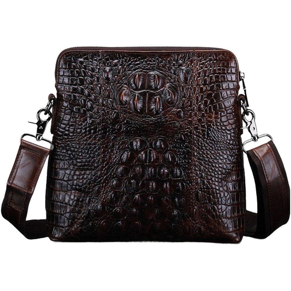 Jiibva Men's Shoulder Bags Genuine Leather Cross Body Bag Crocodile ...