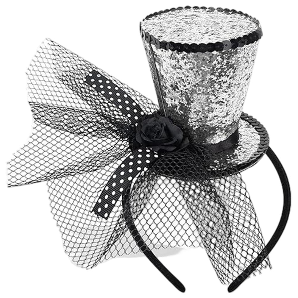 Jiibva Mini Top Hat Headband Fasciantor Sequin Tea Party Headpiece ...
