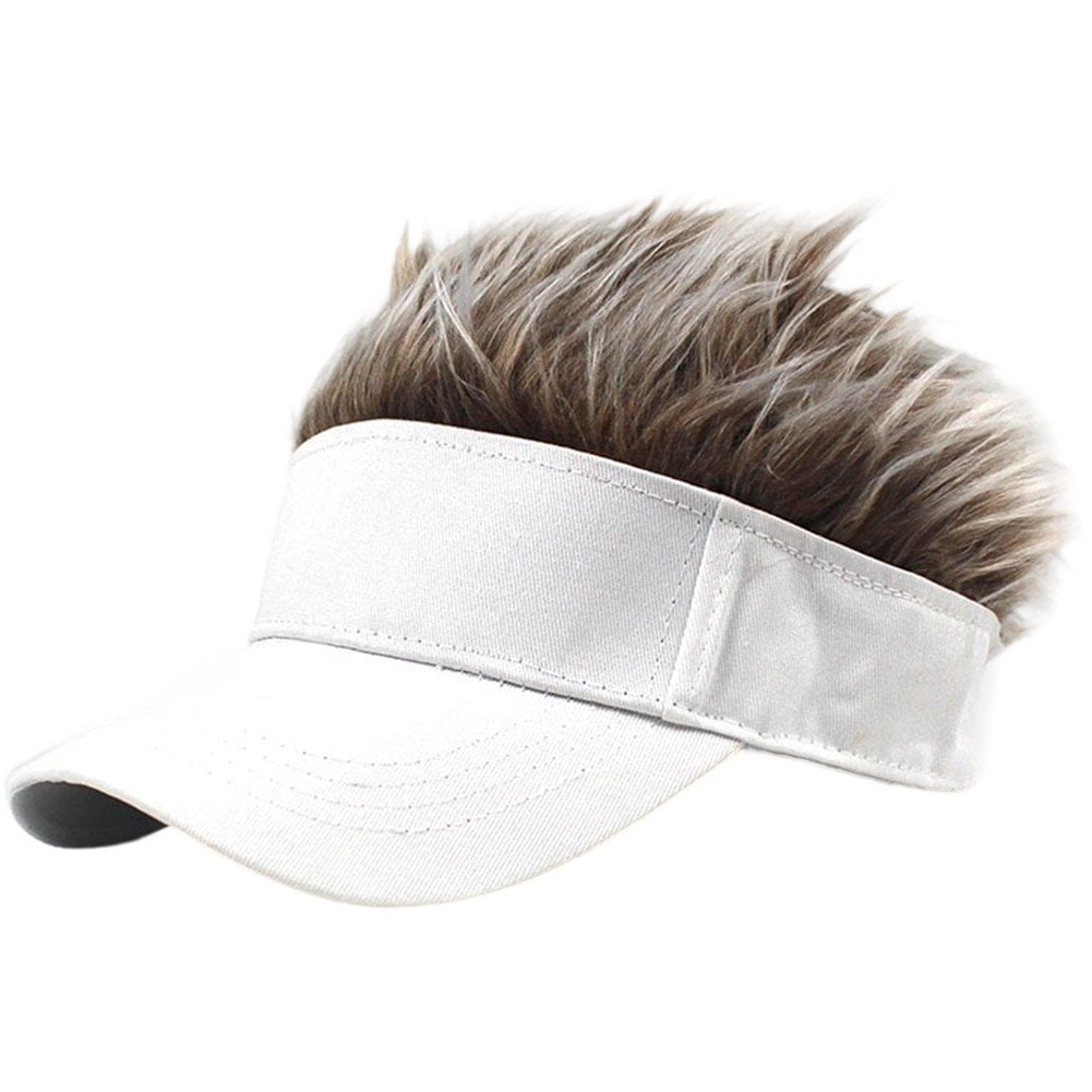 Jiibva Novelty Hair Hats Spiked Funny Golf Visors Adjustable Wig Visor ...