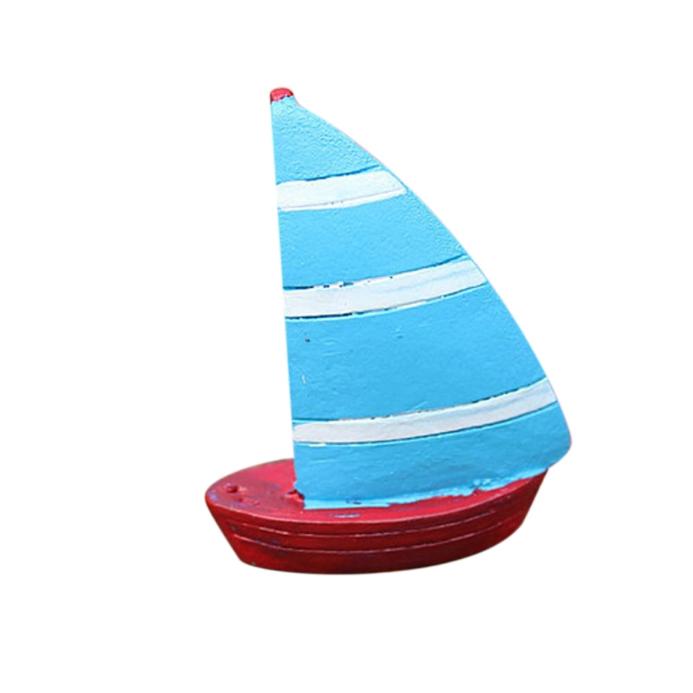 Jiibva Resin Crafts Mini Sailboat Boats Model Toys DIY Accessories ...