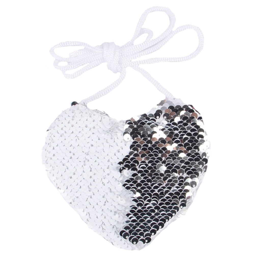 Jiibva Sequined Heart Mini Shoulder Bag with Adjustable Strap, Small PU ...