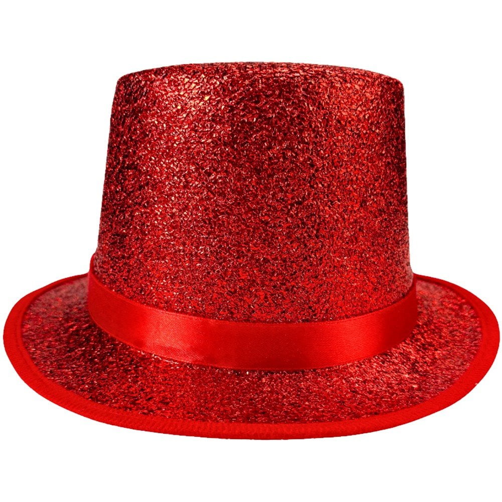 Jiibva Shiny Magicians Hat Party Top Hat Glitter Dance Cap Jazz Costume ...