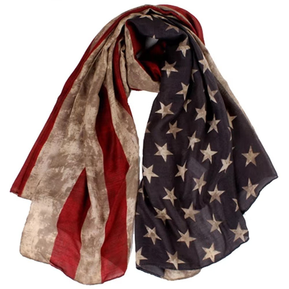 Jiibva Vintage American Flag Scarf 4th July American Independence Day ...