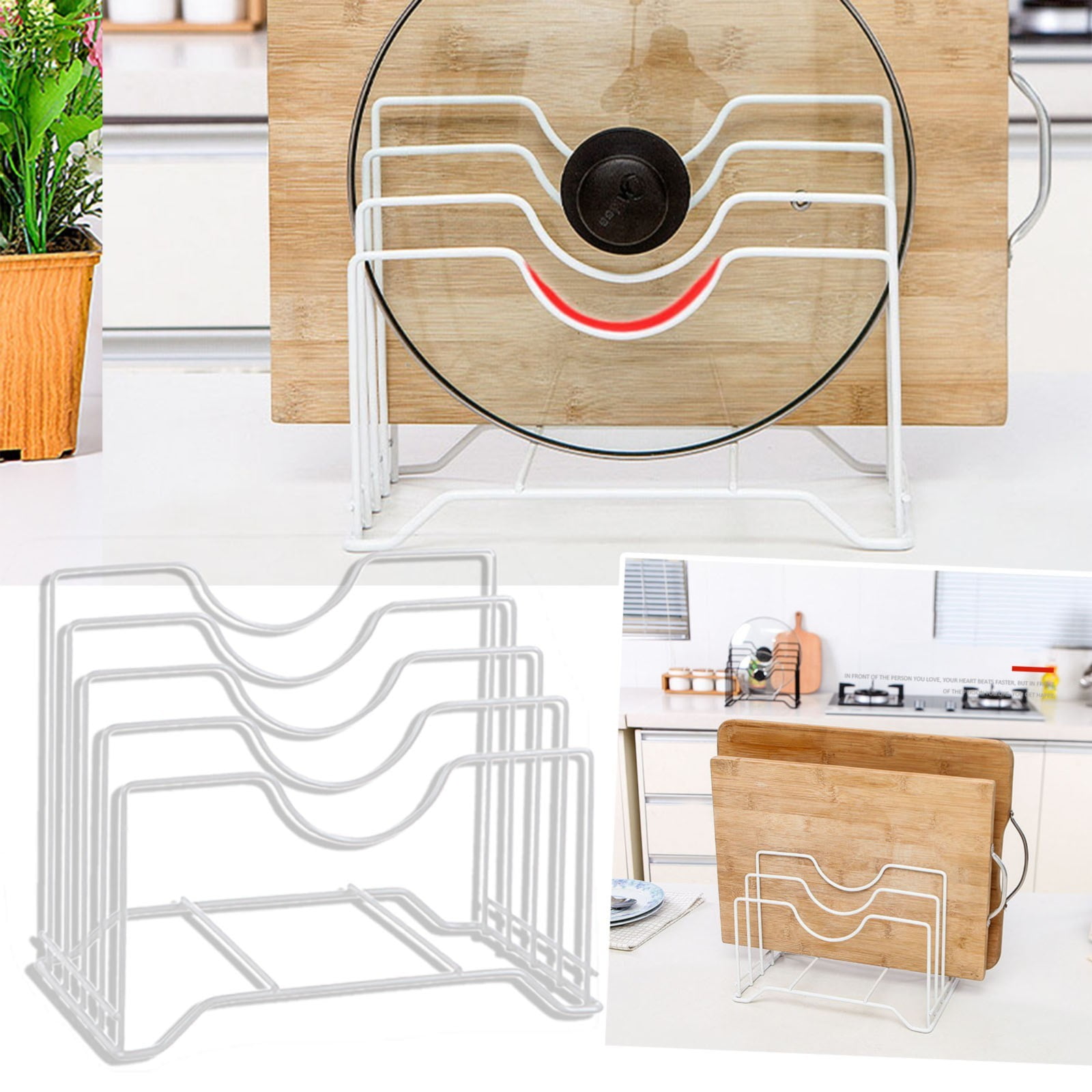 Jiiey Rack,Pot Lid Shelf,Pot Lid Organizer Cutting Board Holder Kitchen ...