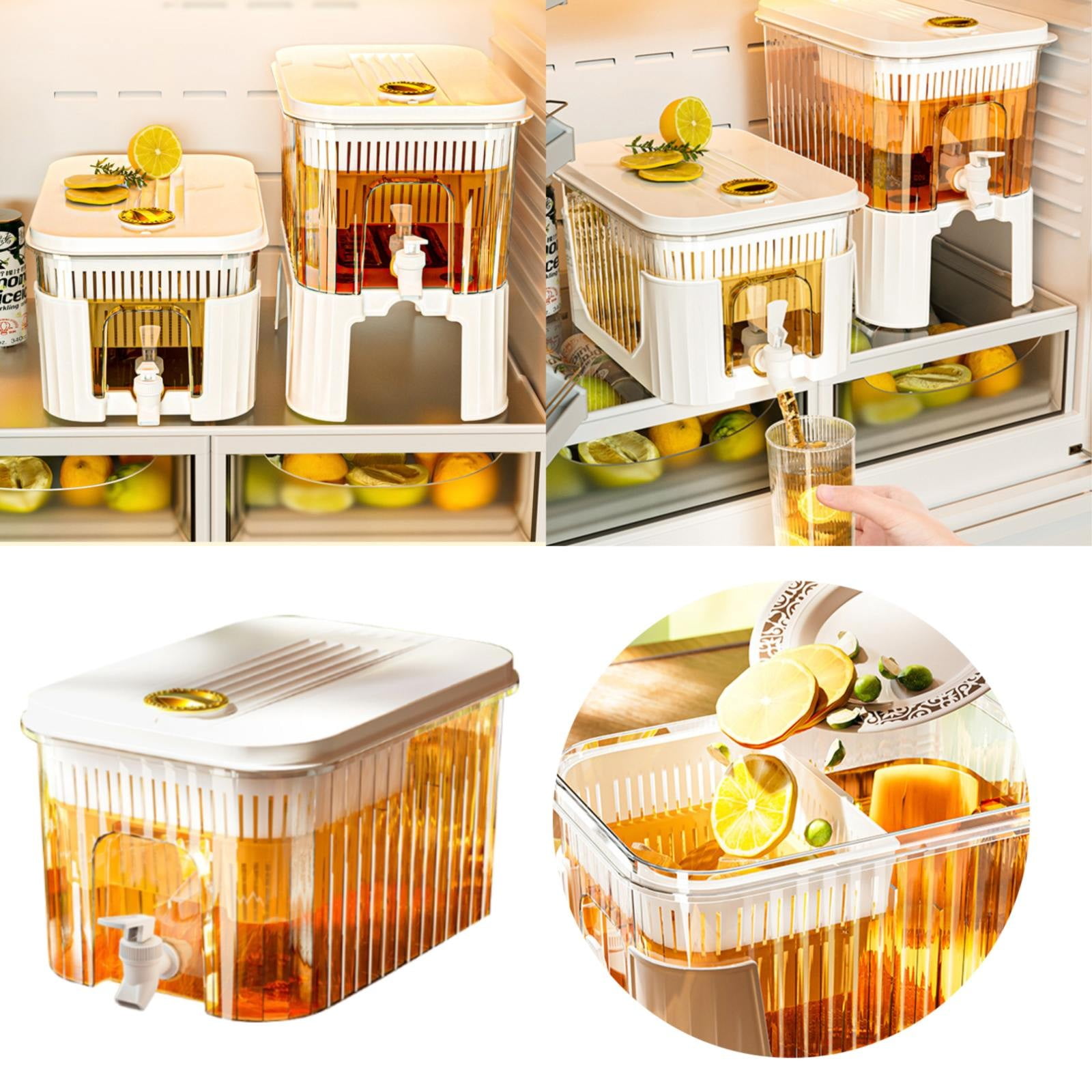 Jiiey Storage Containers,1 Gallon Clear Beverage Dispenser For Fridge ...