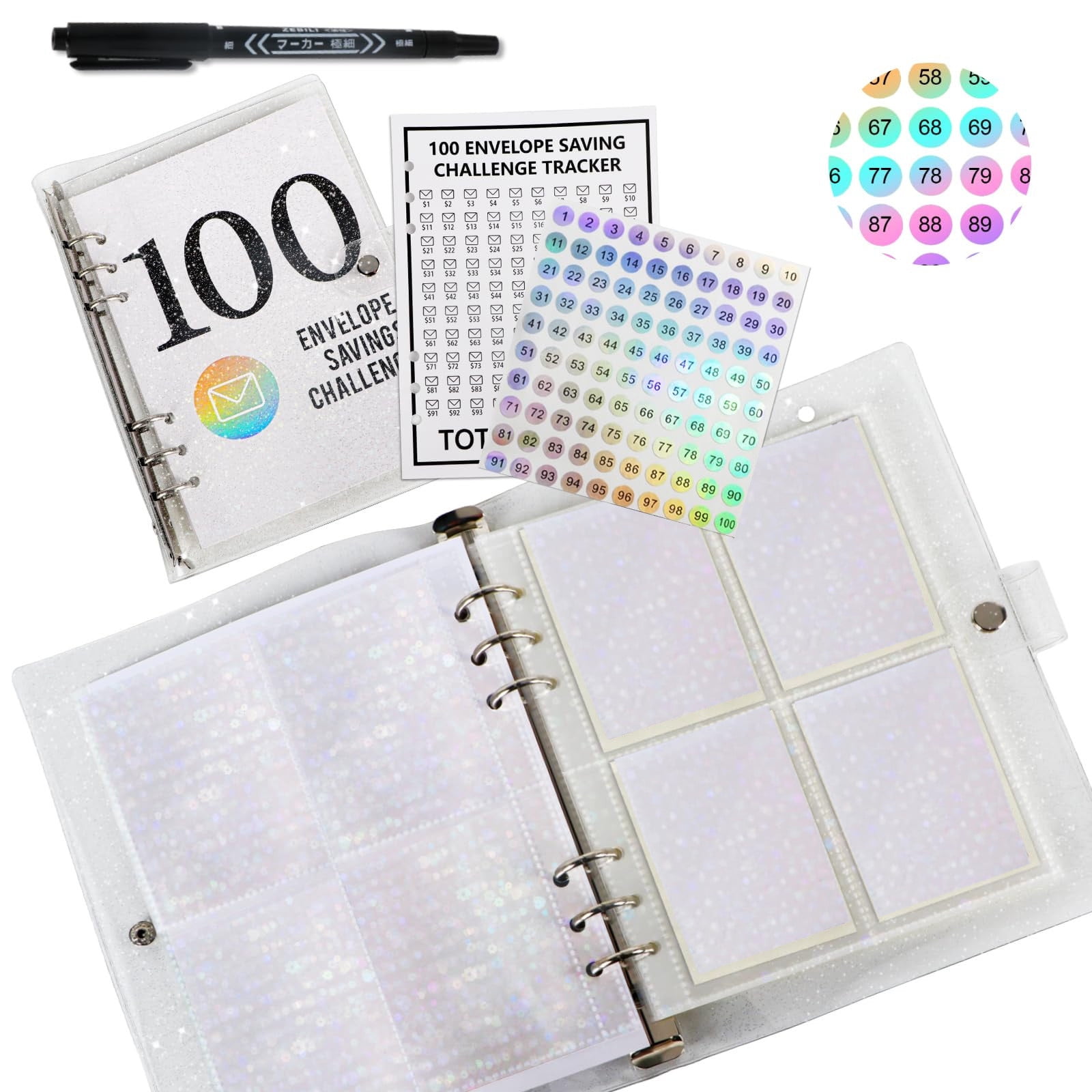 JikoIiving 100 Envelope Challenge Couples Challenge Binder ，Event Cash ...