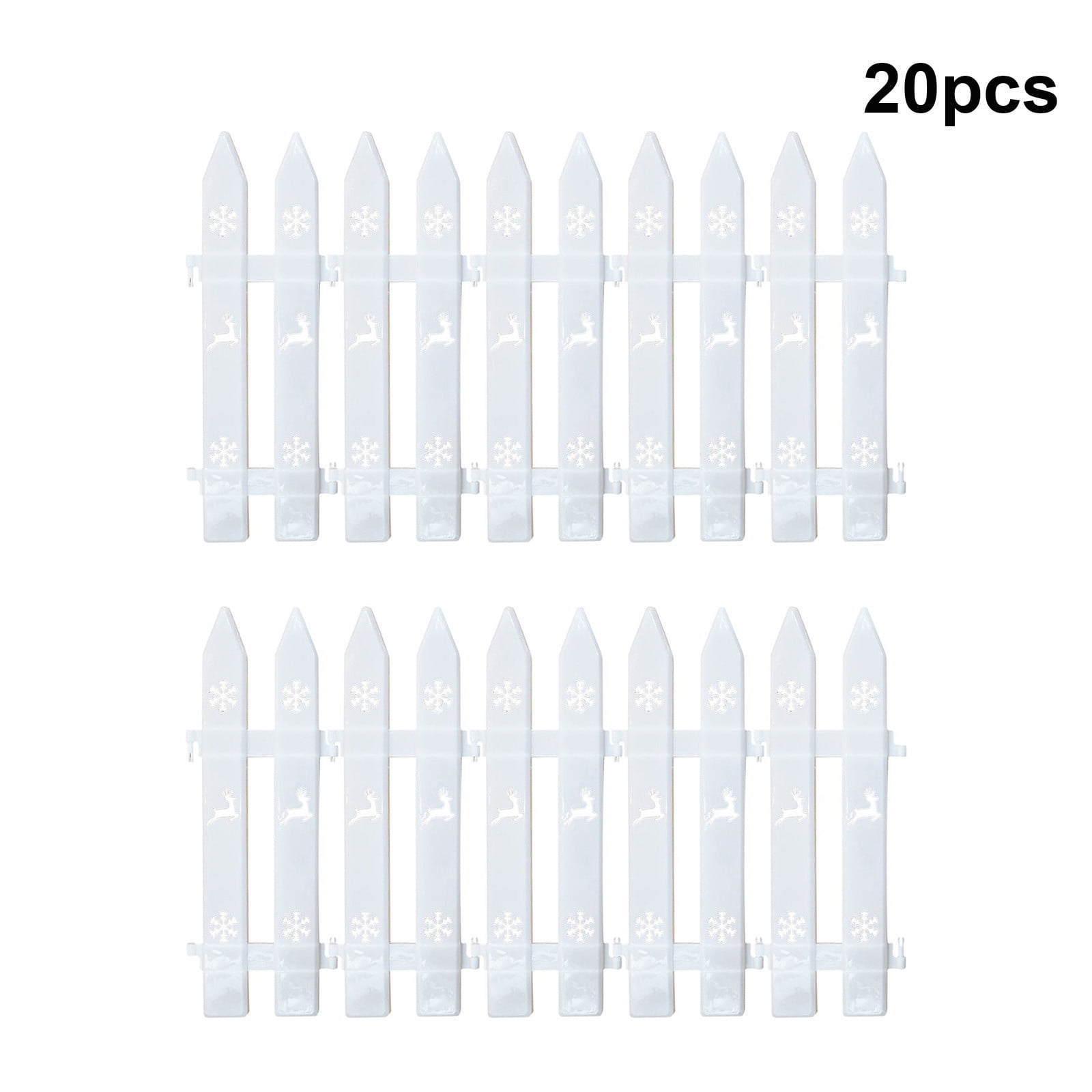JikouIivo 20 Pieces Christmas Tree Picket Fence White Plastic Christmas ...