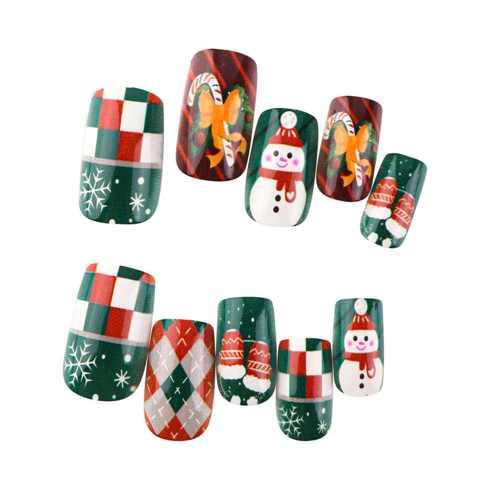 JikouIivo 24 Pcs Christmas Press on Nails Short Square Elk Fake Nails ...