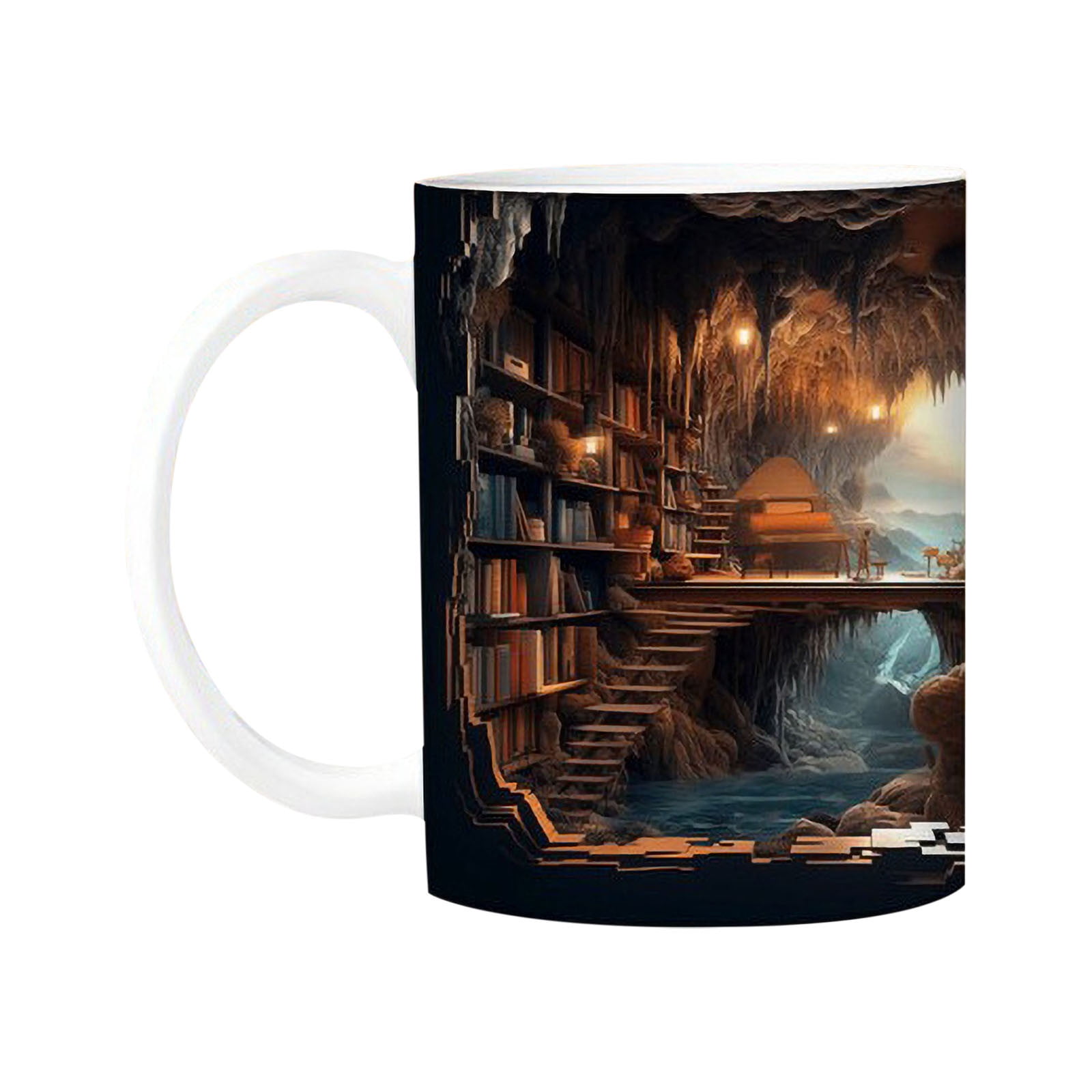 JikouIivo 3D Bookshelf Mug， Library Bookshelf Mug，Creative Space Design ...
