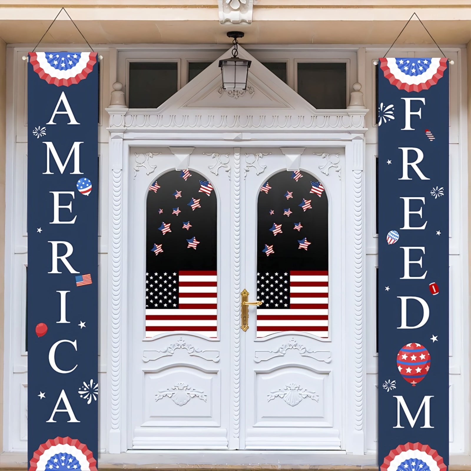 JikouIivo American Flag Patriotic Soldier Porch Sign Banners,4th of ...