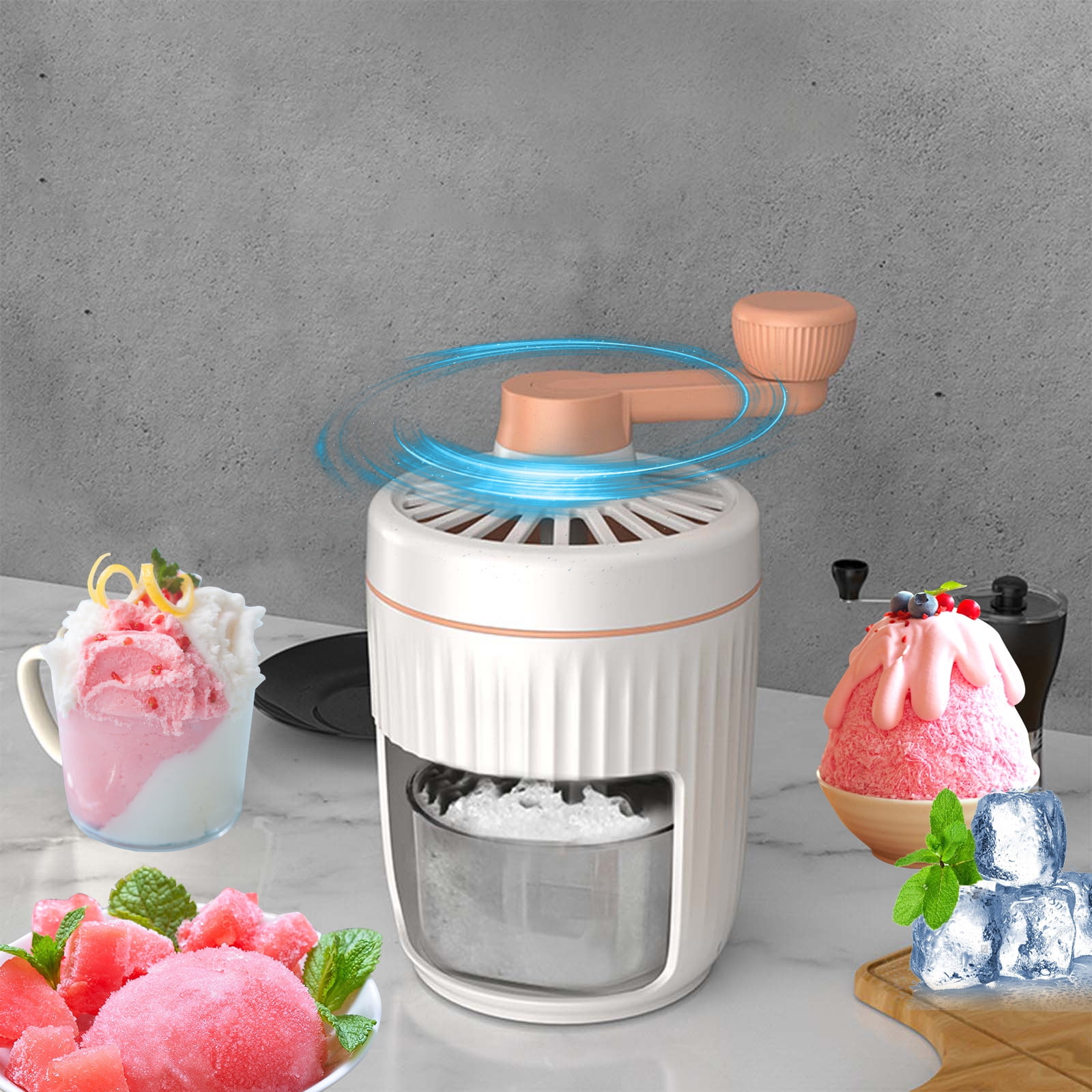 JikouIivo Hand Crank Ice Crusher,Ice Crusher Machine for Home,Snow Cone ...