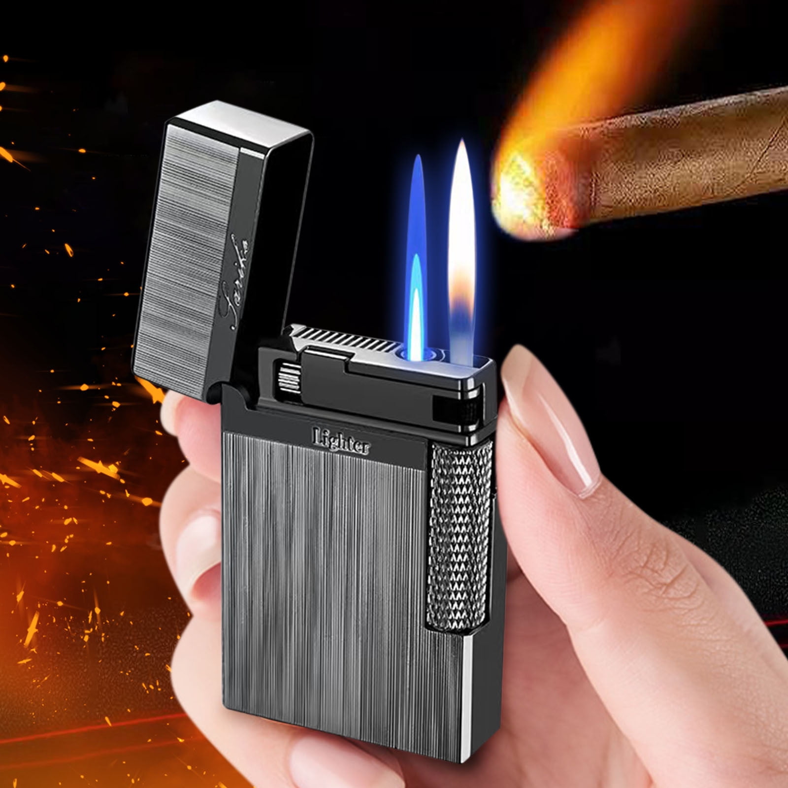 JikouIivo Mini Electric Lighters,Crater Clear Light Inclined Fire Open ...