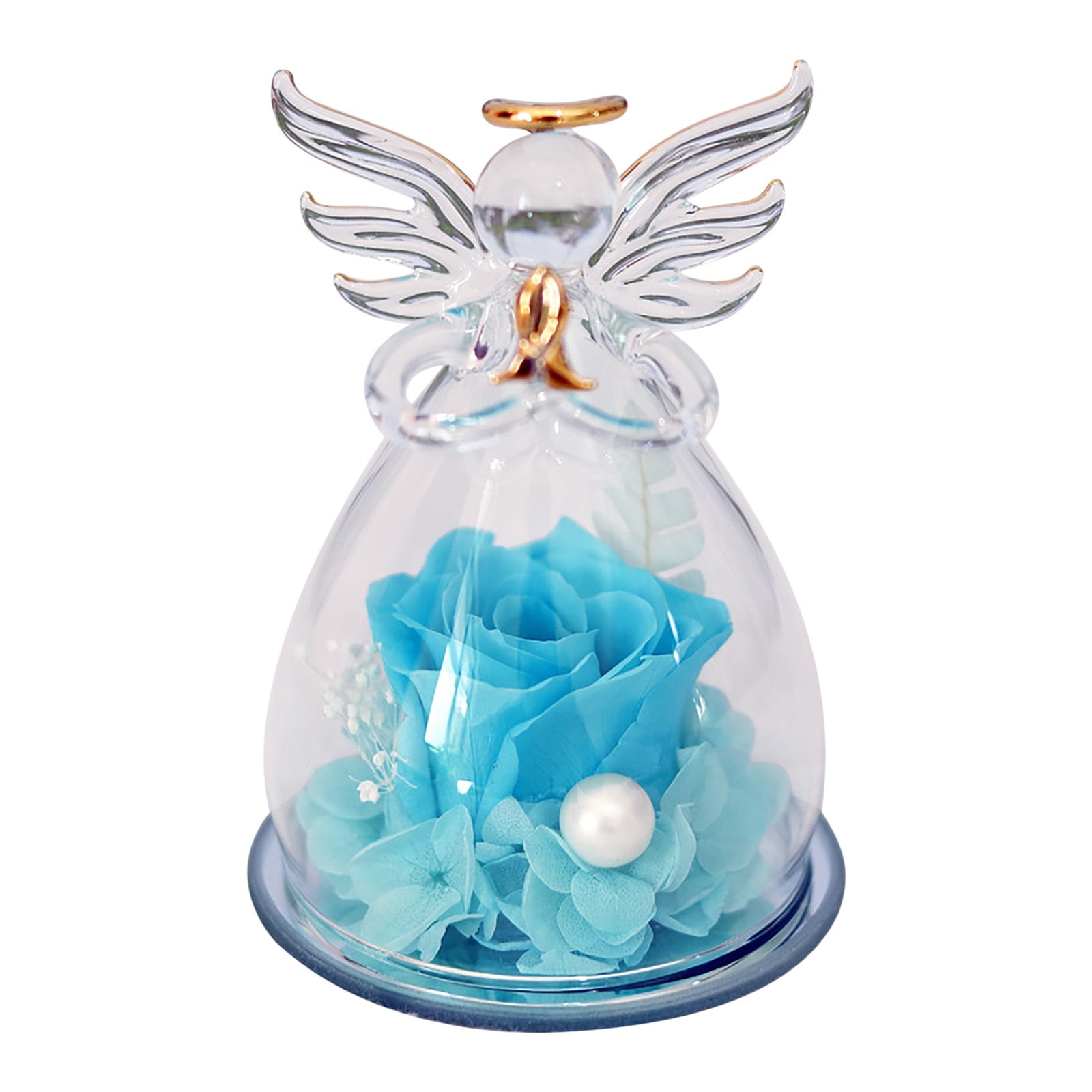 JikouIivo Preserved Rose in Glass Angel Figurine with Lights - Perfect ...