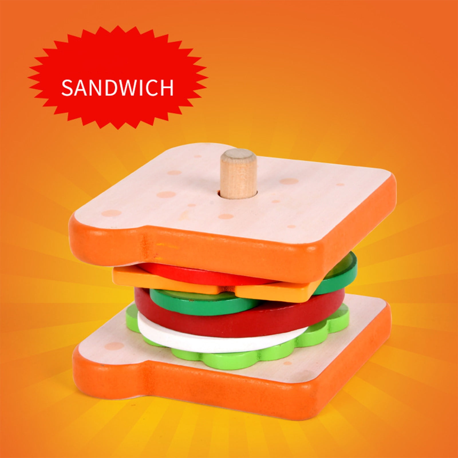 JikouIivo Pretend Play Food Sets For Kids,Kitchen Toys,Wooden Hamburger ...