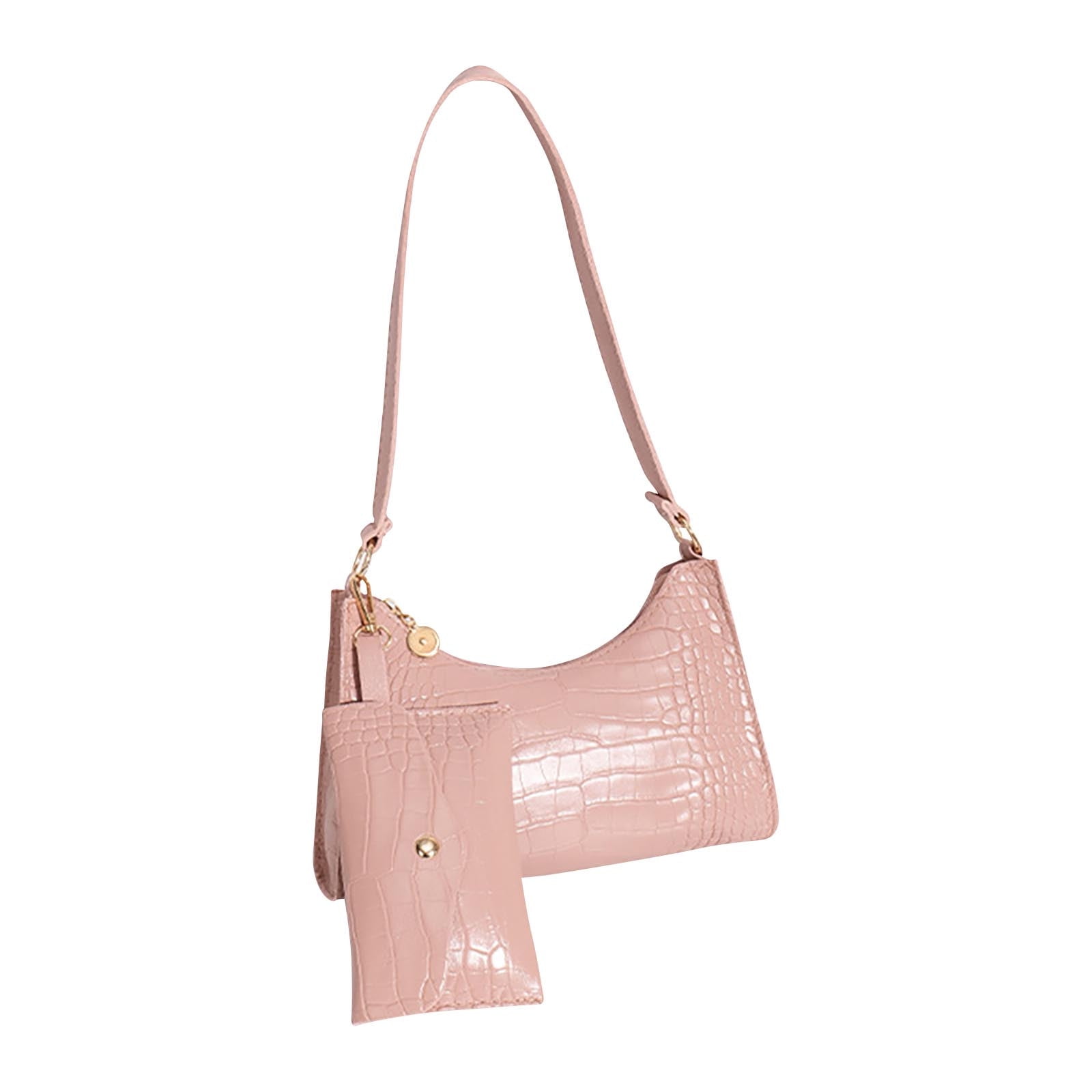 JikouIivo Simple Zipper Shoulder Bag Solid Color Stone Pattern Underarm Bag Autumn Winter ...