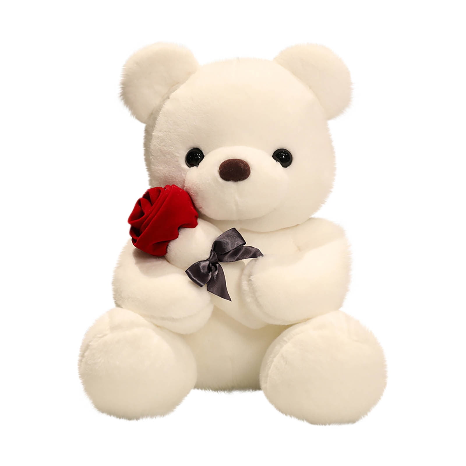 JikouIivo Teddy Bears Stuffed Animals with Rose, White Teddy Bear Plush ...