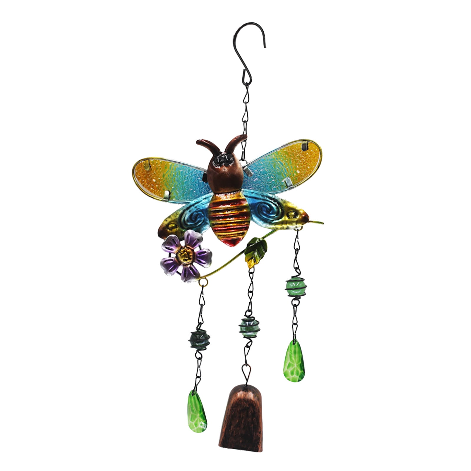 JikouIivo 13.3inch Stained Glass Wind Bell Unique Bee Wind Chime for ...