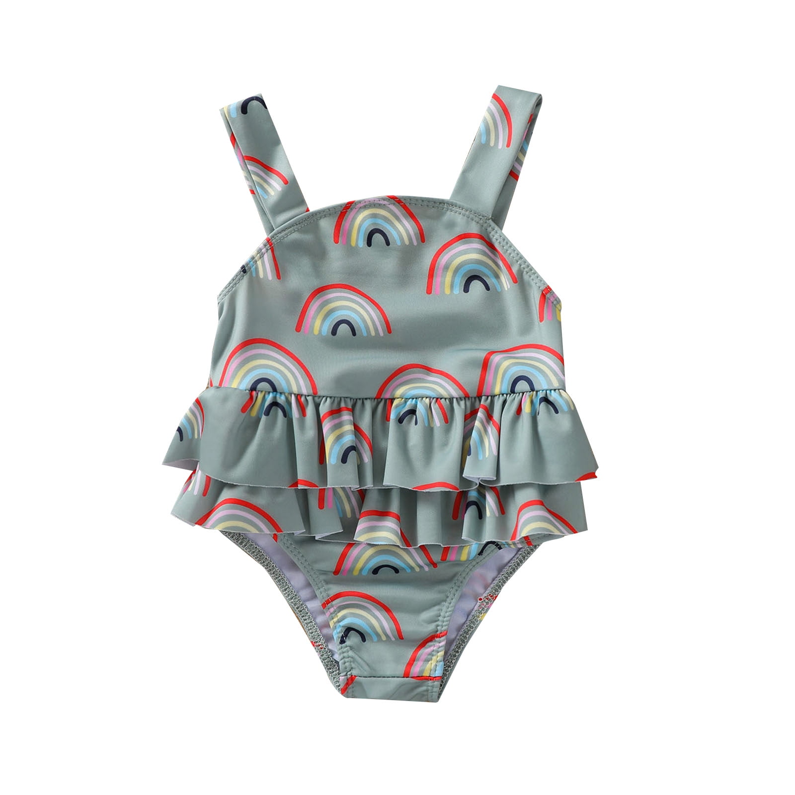 JikouIivo Baby Girls Toddler Sling One-Piece Swimsuit Rainbow Print ...