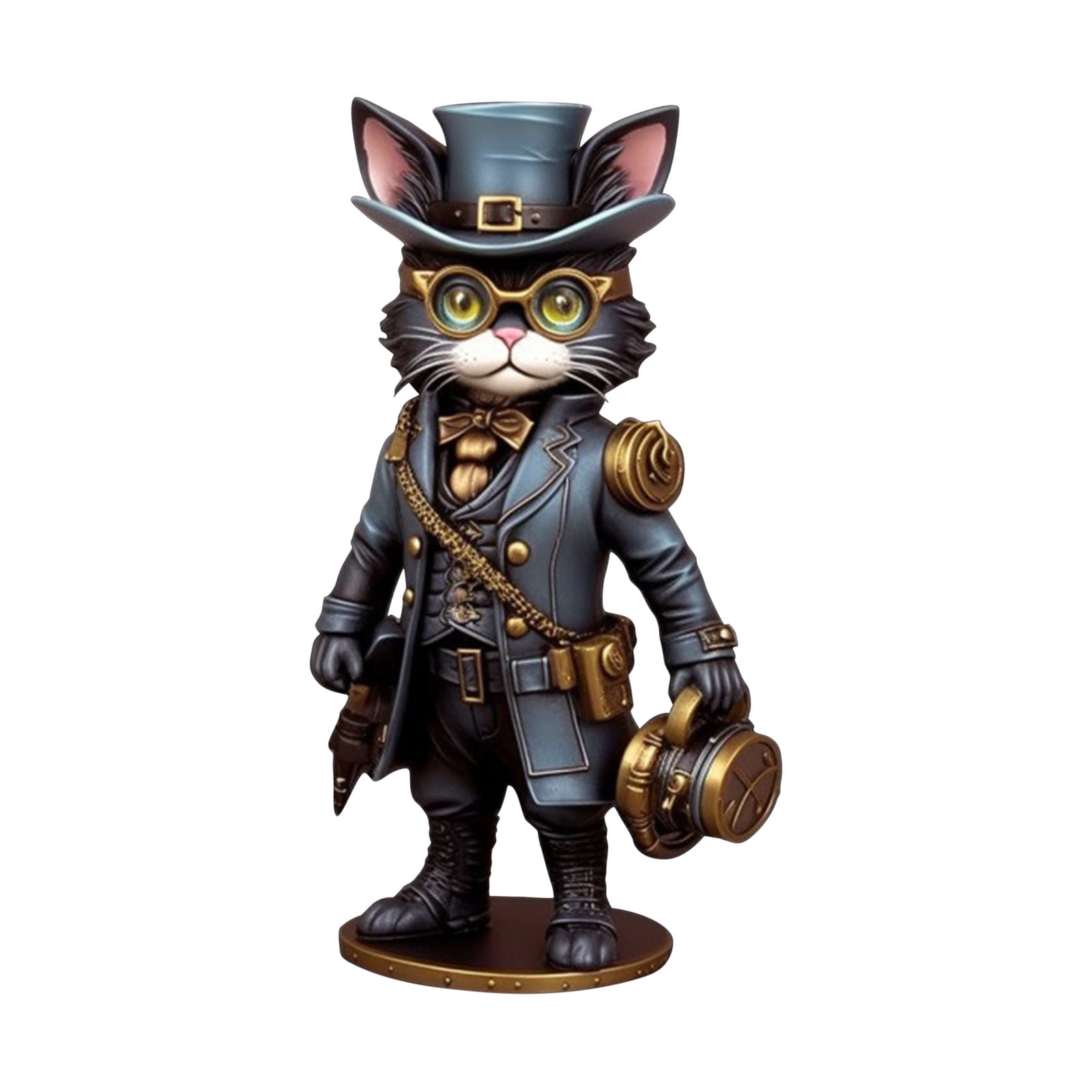 JikouIivo Cat Decorations Steampunk Style, Cold Cast Bronze Resin ...
