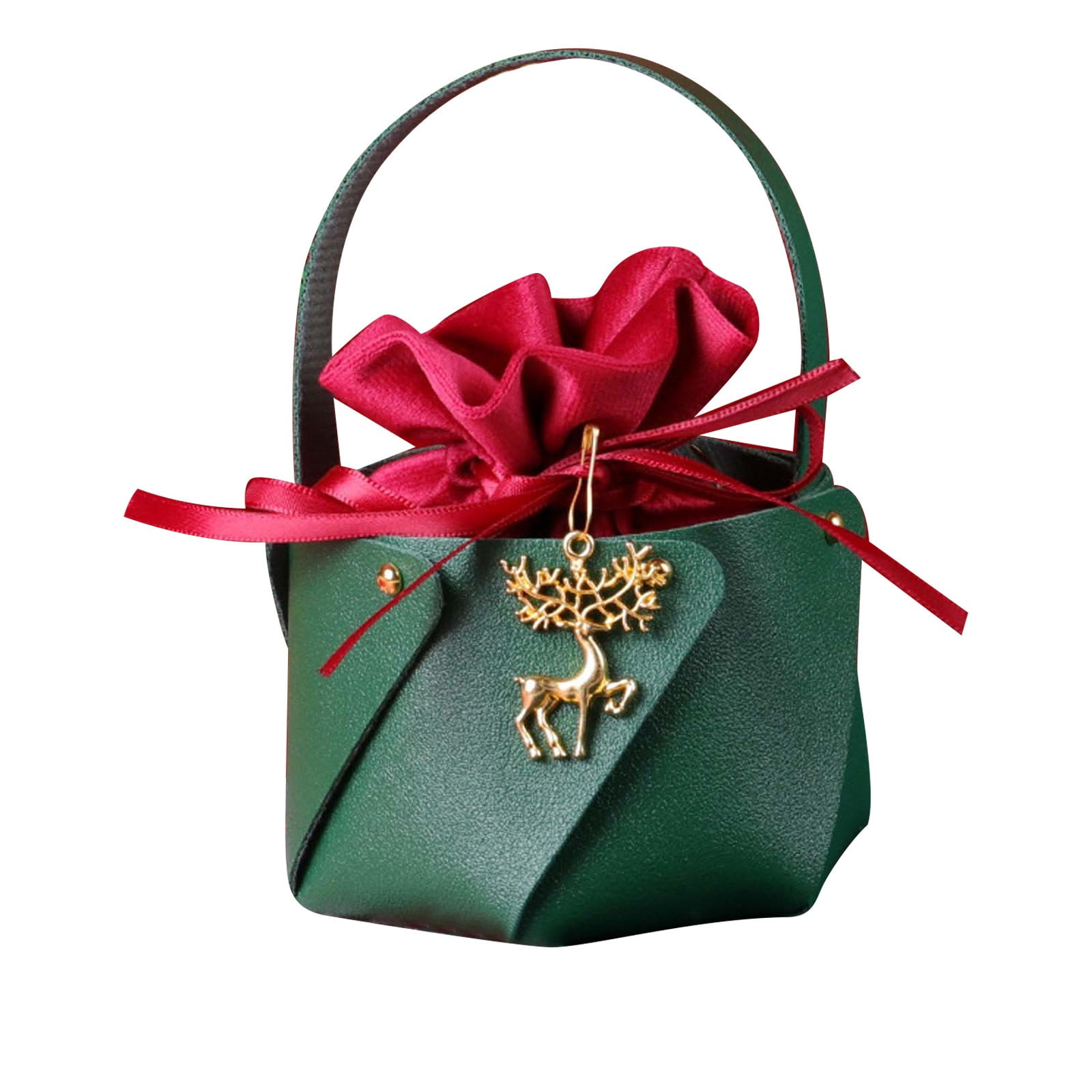 JikouIivo Christmas Bags Leather Tote Bucket Christmas Eve Velvet Gift ...
