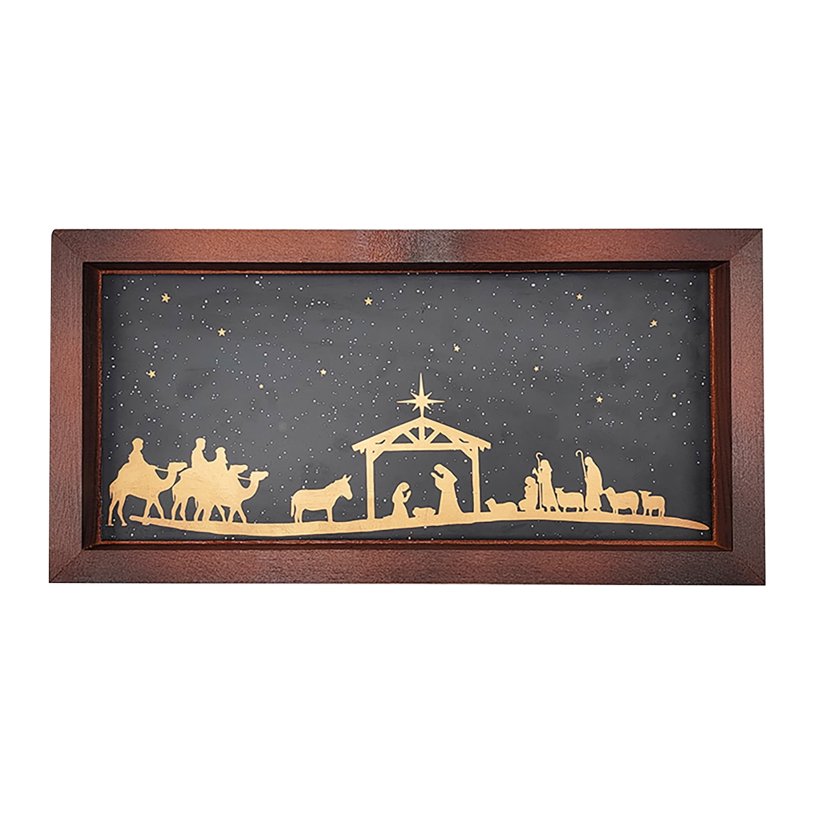 JikouIivo Christmas Holy Night Wooden Sign 11.8'' x 5.9'' Rustic ...