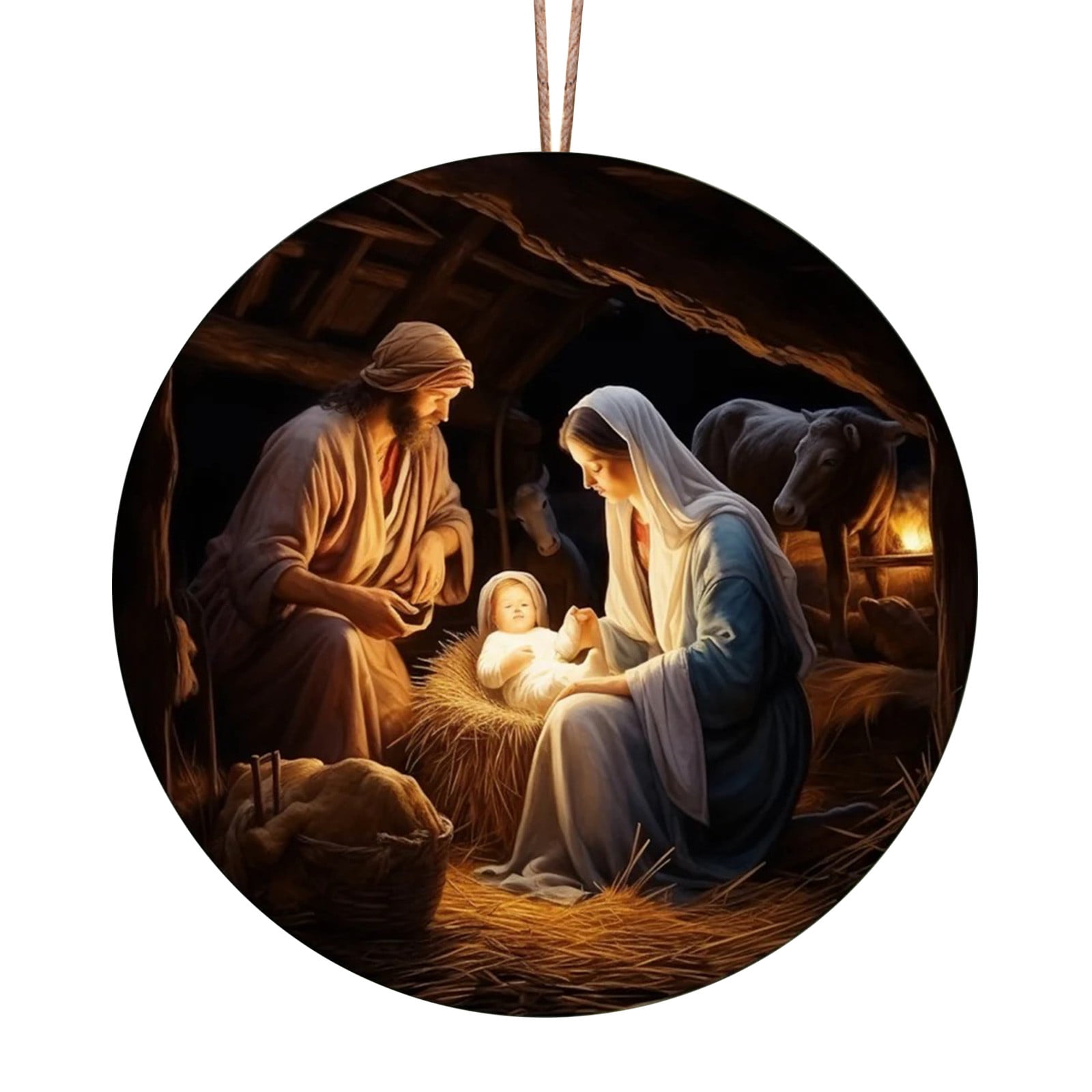 JikouIivo Christmas Nativity Decoration Flat Christmas Tree Hangings ...